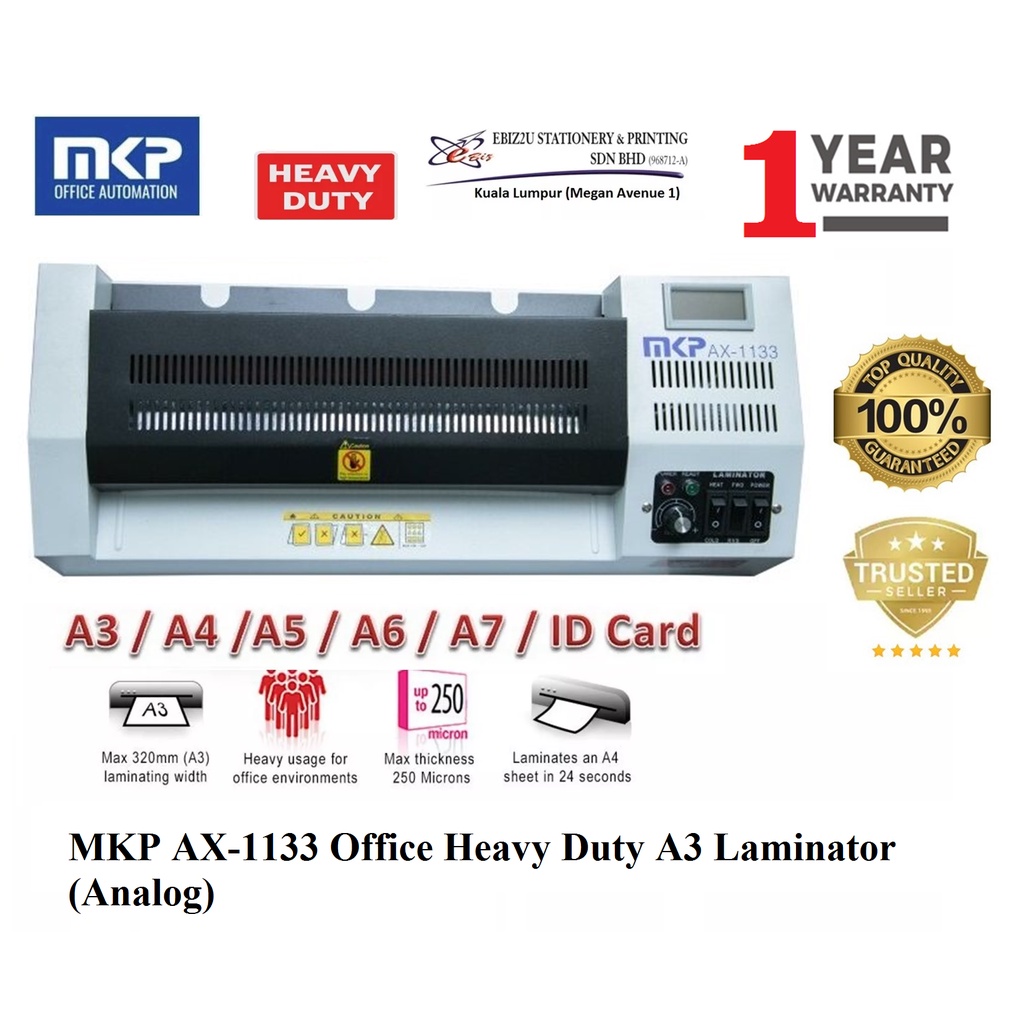Mkp Office Heavy Duty A3 Laminator Analog Ax 1133 A3 Laminator
