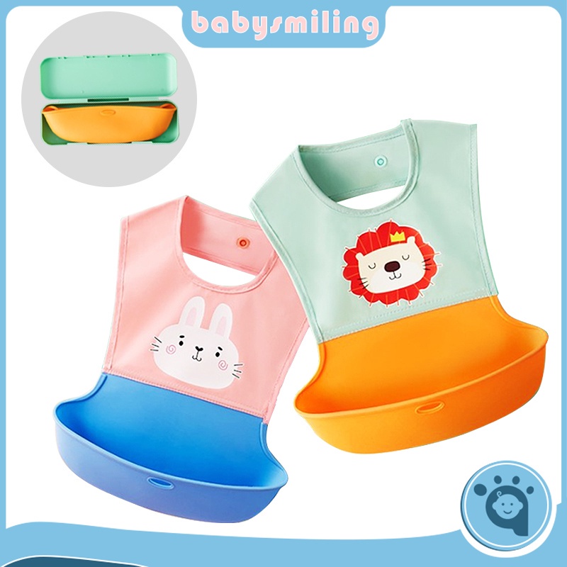Silicone Baby Bib Waterproof Food Catcher Food Grade Silicone Pocket ...
