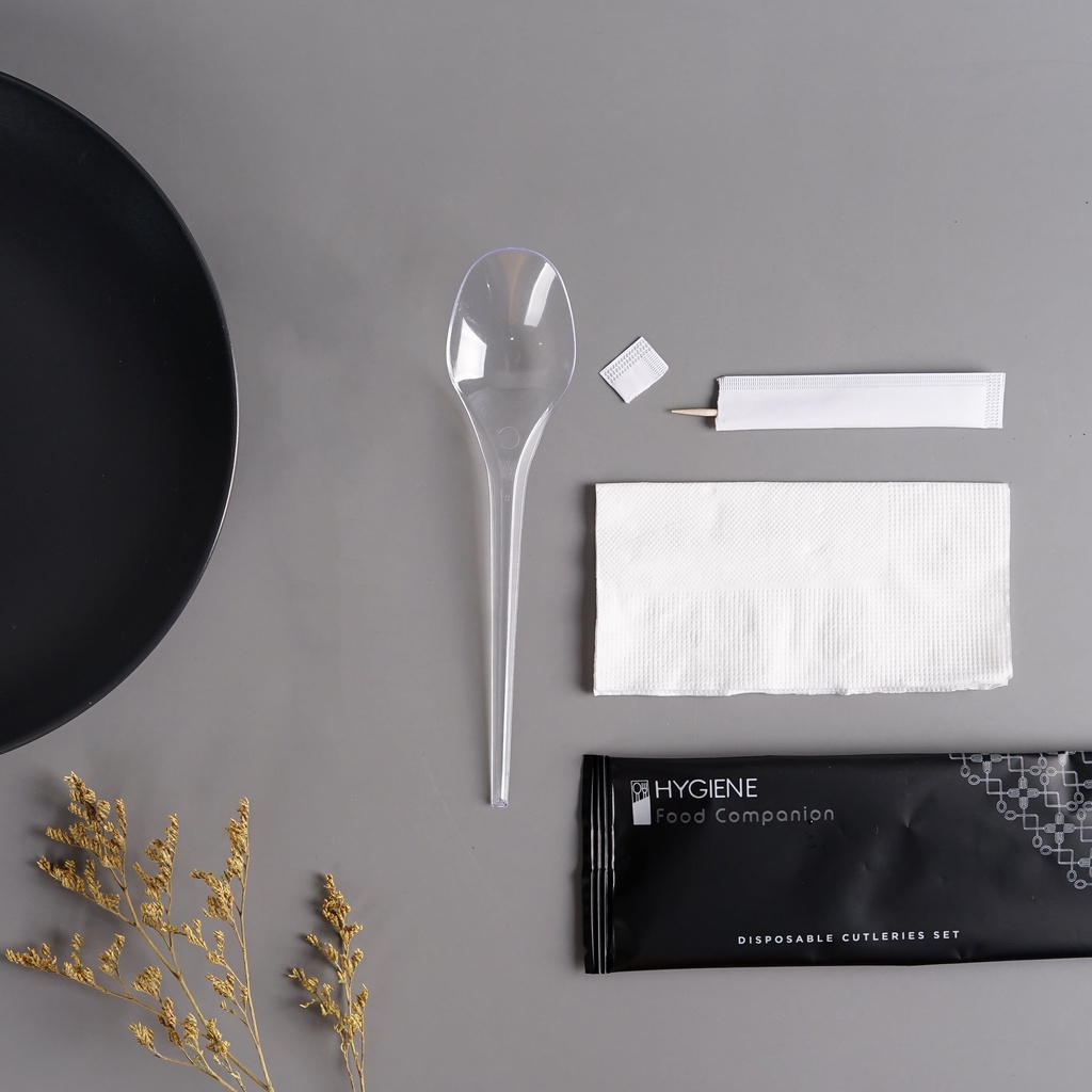 Plastic Spoon Set Clear Tissue And Toothpick Hygienic Sterile | Shopee ...