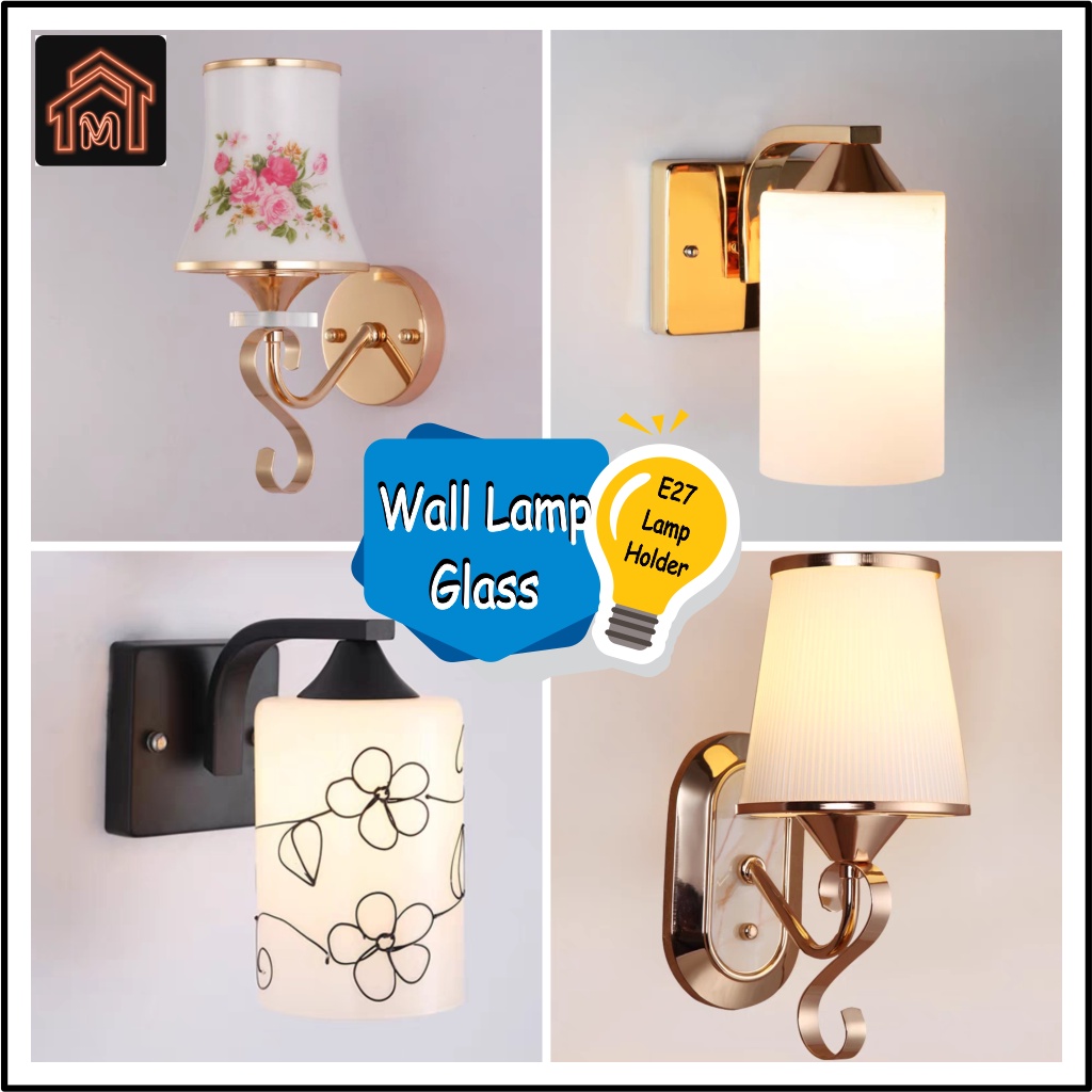 ~ READY STOCK ~ Wall Lamp Glass E27 Lamp Holder Crystal Modern Style ...