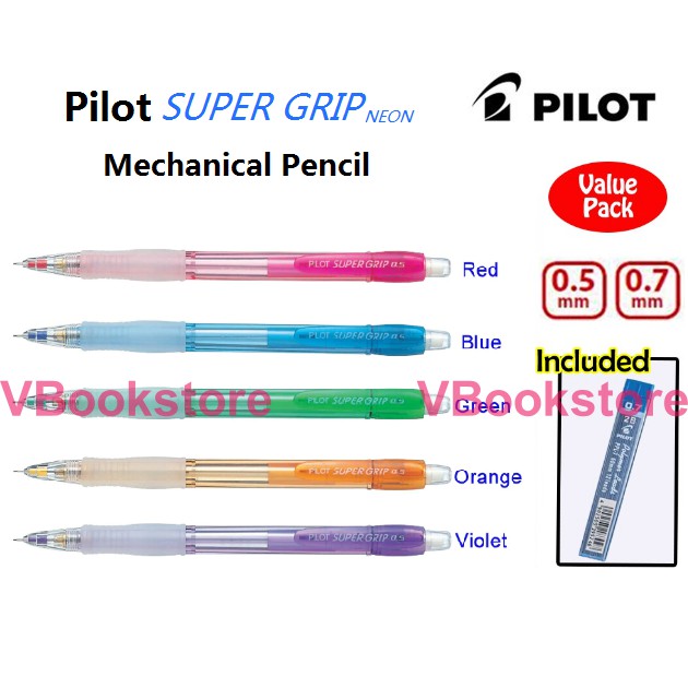 [ READY STOCK ] MECHANICAL PENCIL PILOT SUPER GRIP WITH 12 LEADS 0.5mm ...
