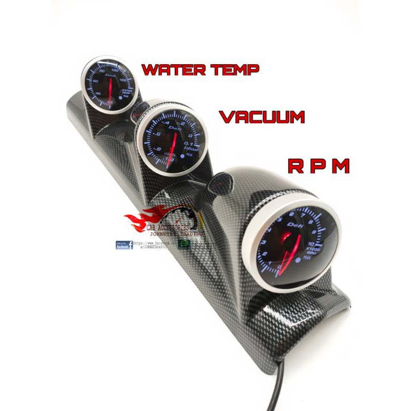 DEFI BF N/A SET 3 BERADIK - WATER TEMP + VACUUM + RPM + METER HOLDER ...