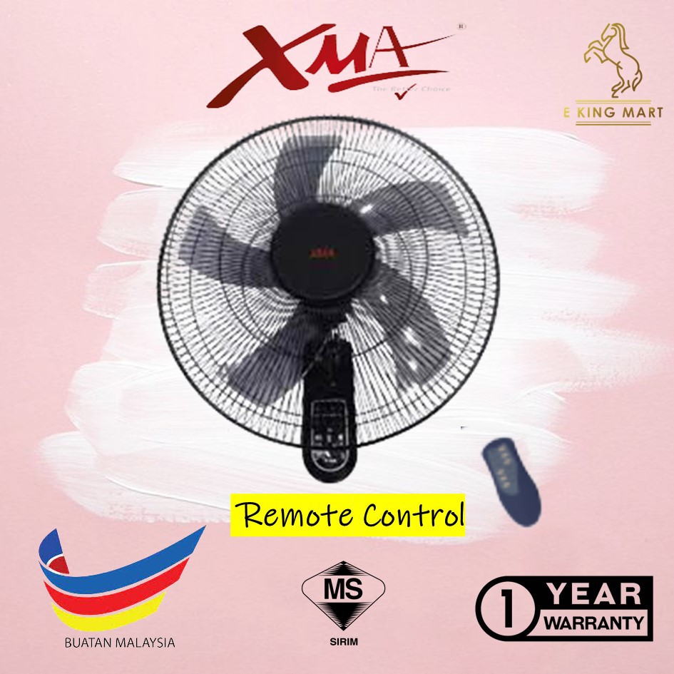 XMA 16 inch Wall Fan REMOTE CONTROL 5 Blade Powerful Wall Fan 16" XMA ...
