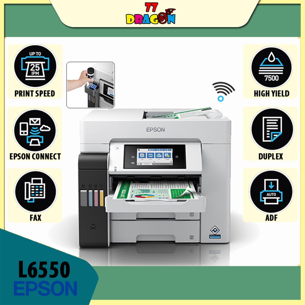 Epson EcoTank L6550 A4 Colour Wi-Fi Duplex 2 Sided Print All-in-One ...