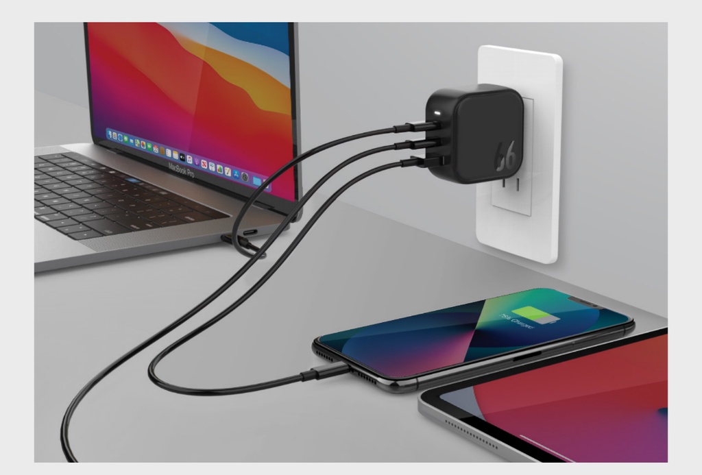 Energea Travelite GaN66, 2C1A PD/PPS/QC3.0 WALL CHARGER,66W (US+UK ...
