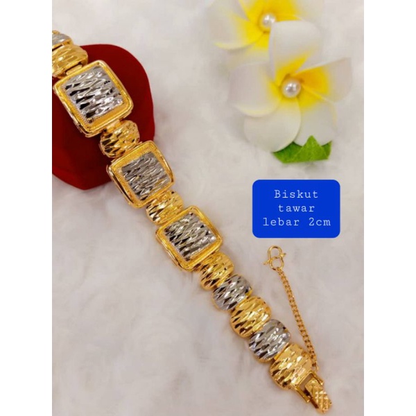 Cop ⑨①⑥ Emas Korea 24K BISKUT TAWAR Rantai Tangan Pulut Dakap Cakur ...