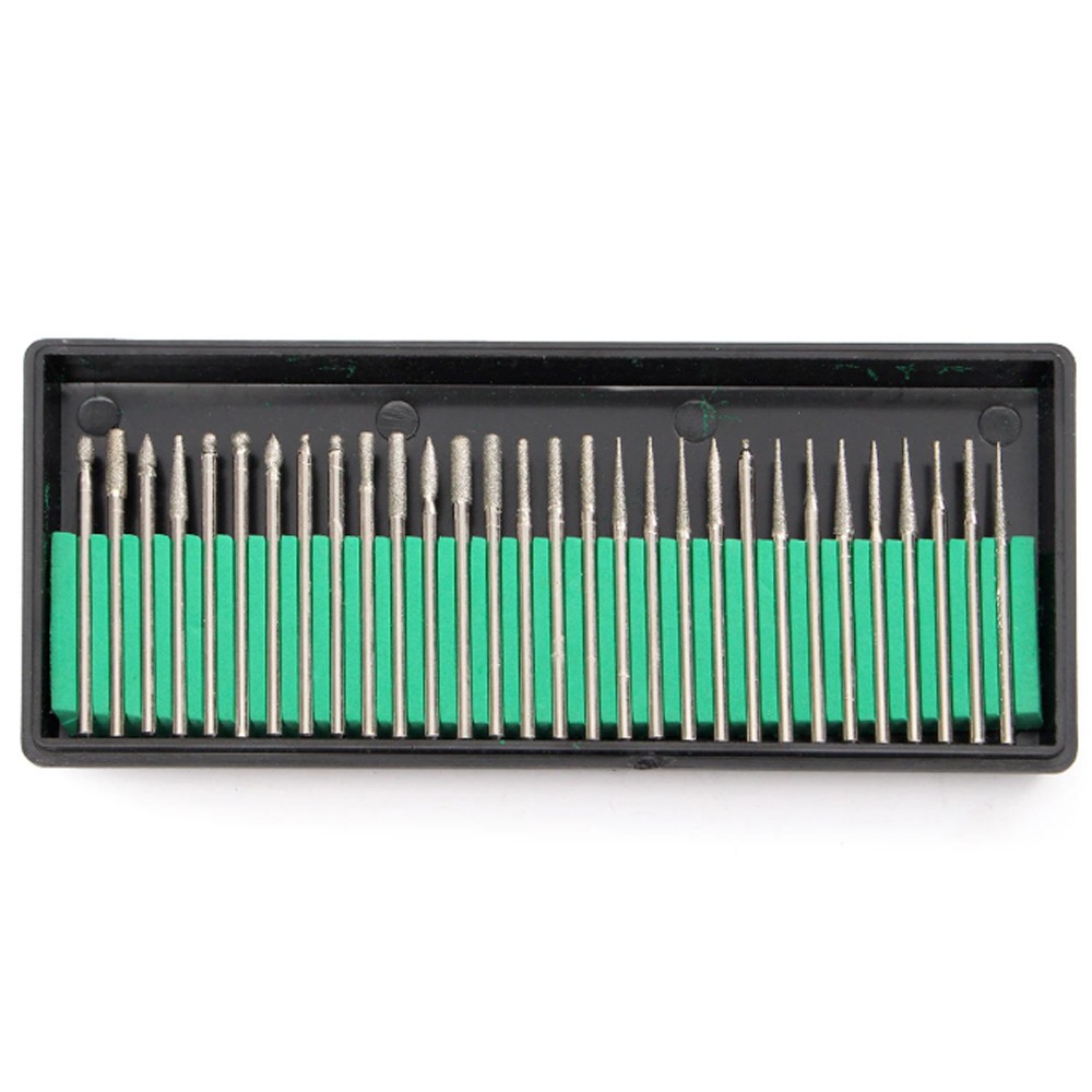 30 Pcs 3mm Shank Grinding Cutting Head Drill Bits Set Diamond Dremel ...