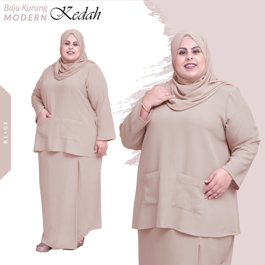 PLUS SIZE BAJU KURUNG KEDAH PLAIN "Raya Series 2024" By Al Makkah ...