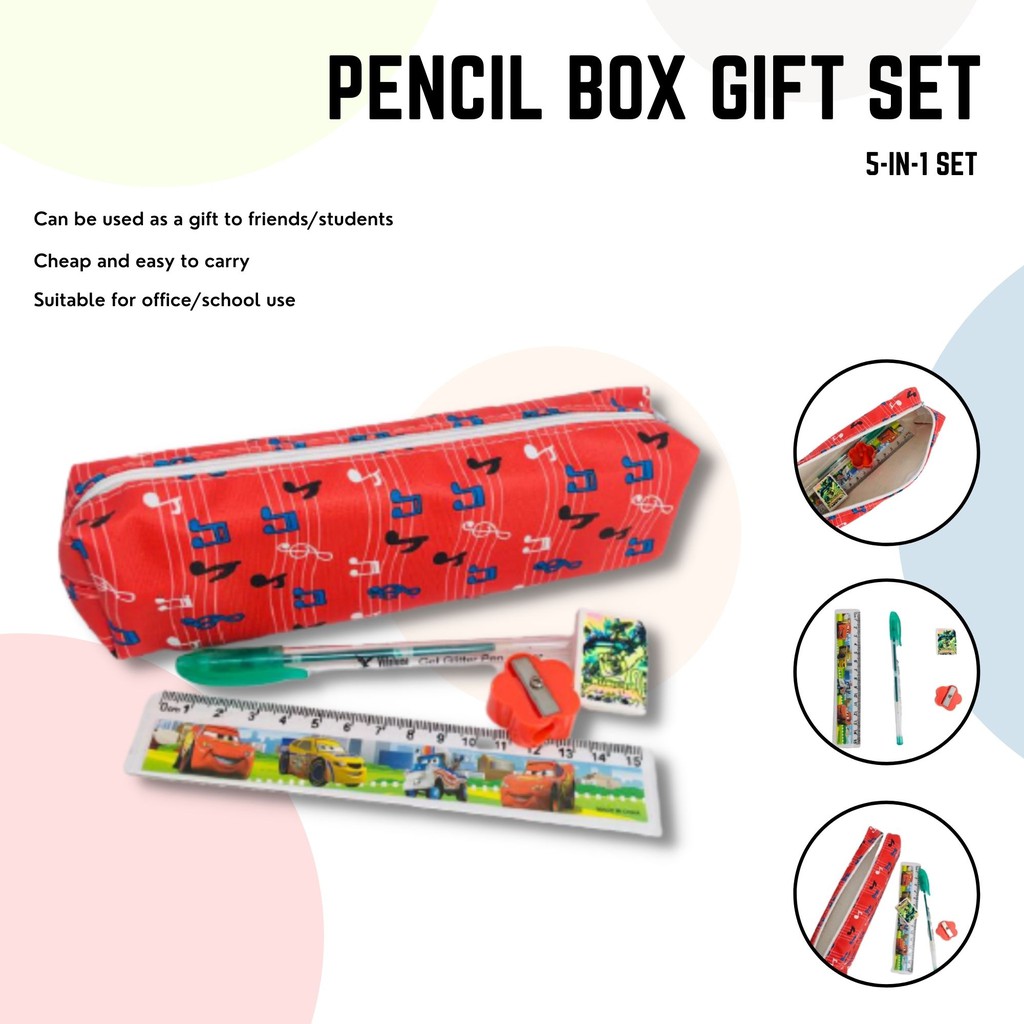 🔥READY STOCK 🔥 5-in-1 pencil box stationery gift set for Kids School ...