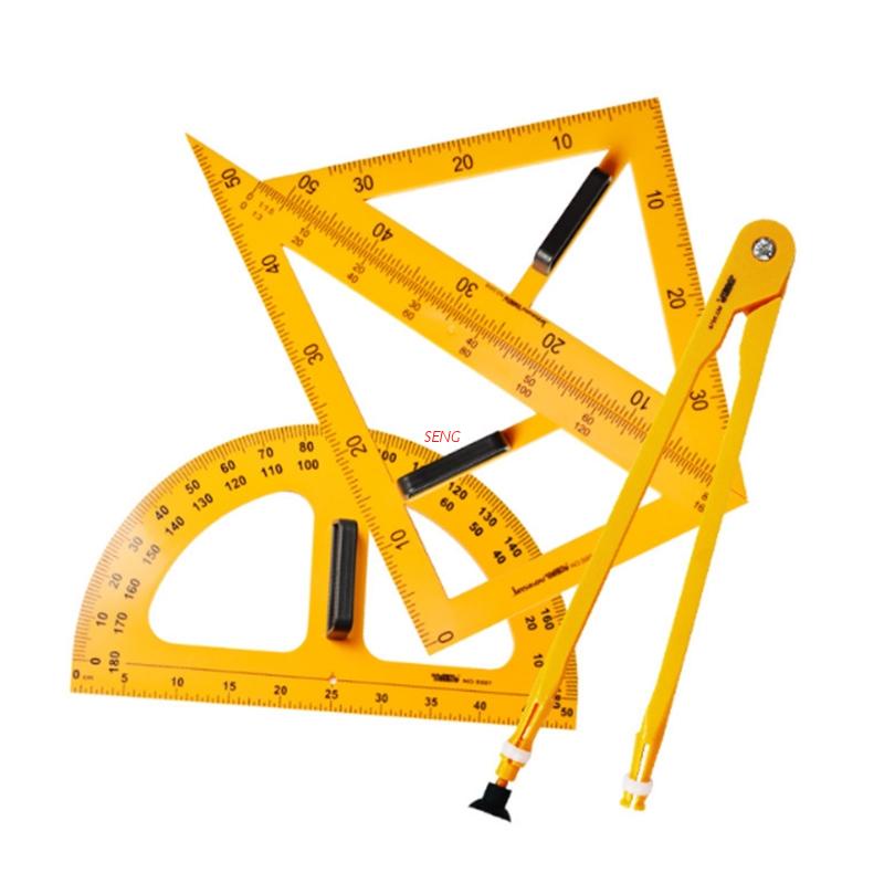 seng Multifunction Teaching Ruler Set Triangle Compasses Protractor Measurement Ruler Math ...