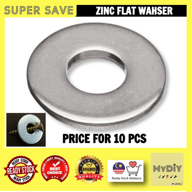 Sesendal Zinc Flat Washer Screw Washer Waseh Metal Ring (10pcs/pkt ...
