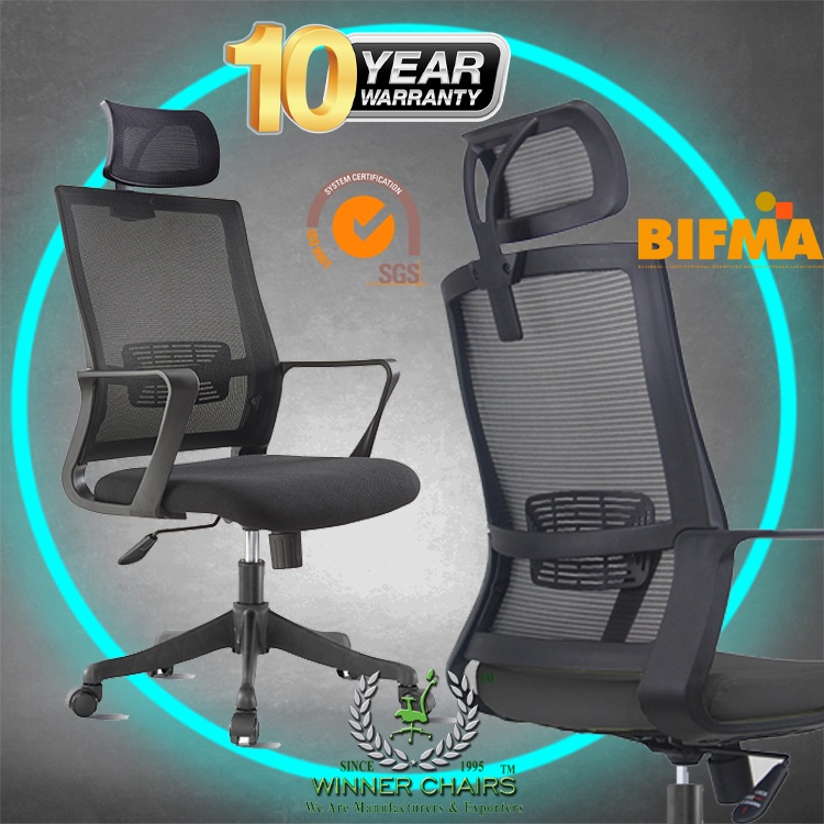 Office Chair 1530A-BLK Ergonomic Highback Mesh Winner Chairs | Shopee ...