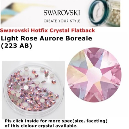 Hotfix Crystal Swarovski Flatback Elements Batu Tampal/Iron on Crystal (Light Rose Aurore ...