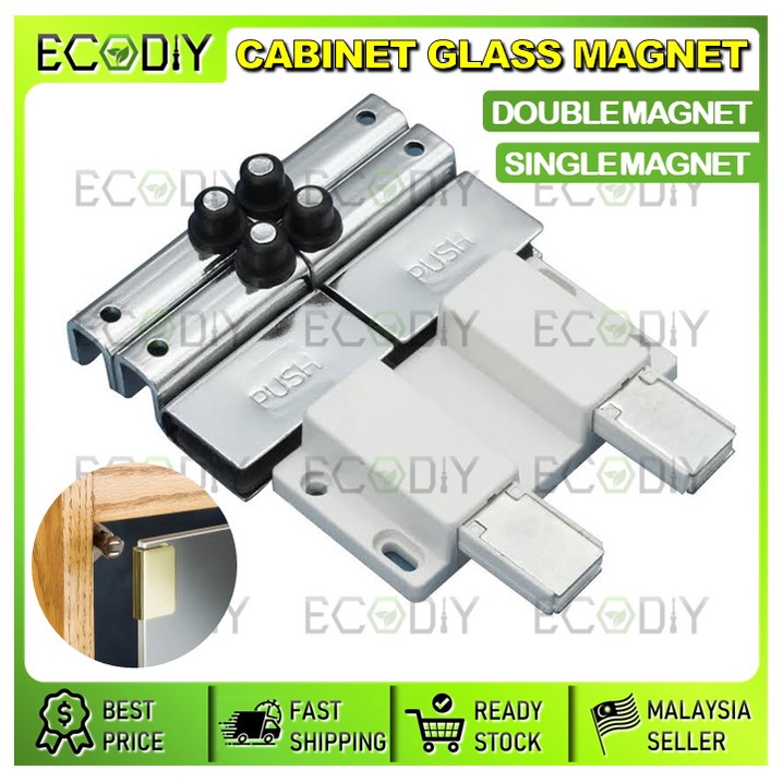 ECODIY🇲🇾 Single/Double White Hi-Fi Cabinet Glass Magnet Door Push To ...