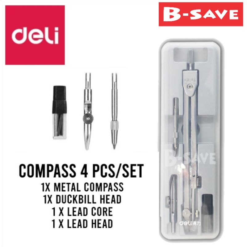 Deli Metal Compass Set 8603/8604 ( Replacement to Bofa Set ) | Shopee ...