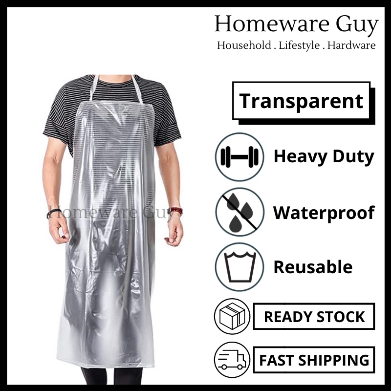 (Heavy Duty PVC) Transparent Heavy Duty Waterproof Apron Apron Mesin ...