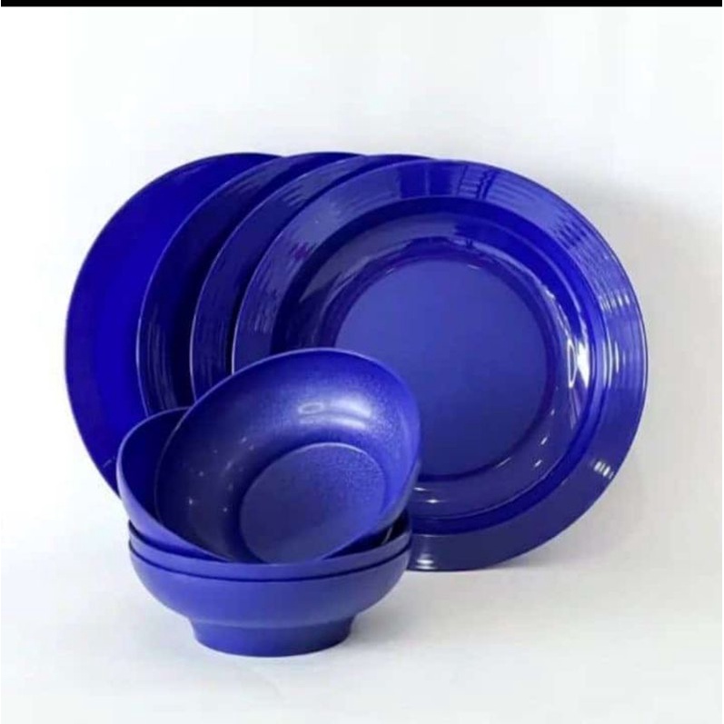 Tupperware Royal Blue Plate + Bowl Set (8pcs) | Shopee Malaysia