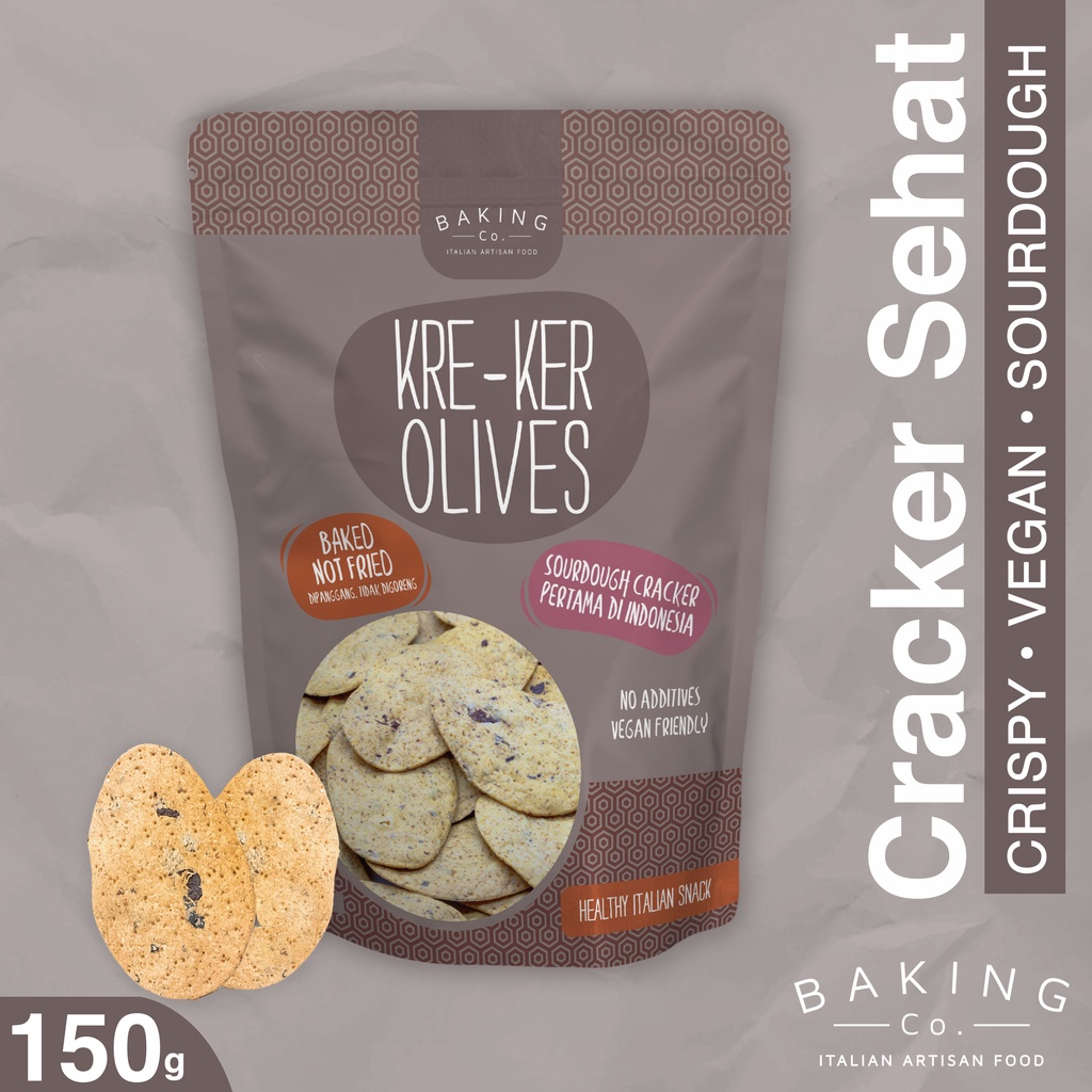 Bakingco KreKer Kalamata Olives Sourdough Crackers - 150 gr- Healthy ...