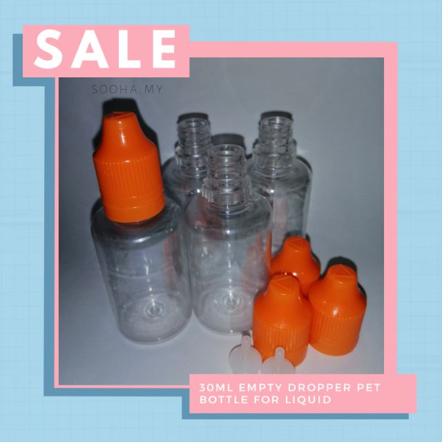30ML EMPTY DROPPER PET BOTTLE FOR LIQUID • BOTOL 30ML | Shopee Malaysia