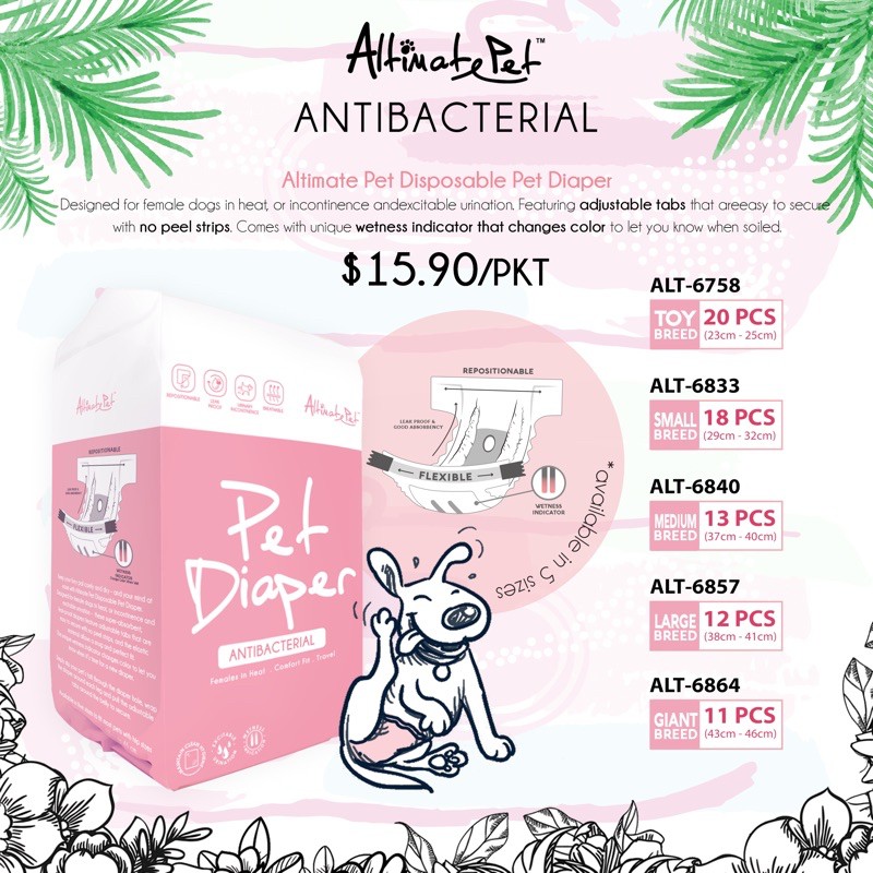 Altimate Pet Antibacterial Female Dog Diaper (5 sizes) | Shopee Malaysia
