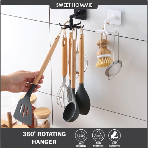 Rotating Hanger Wall Kitchen Hook Multifunctional Hook Holder Utensil ...