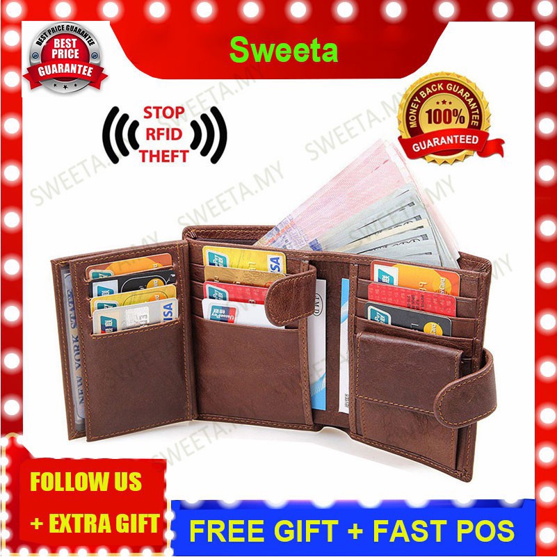 RFID wallet Head leather purse prevent scanning high-tech man's wallet ...