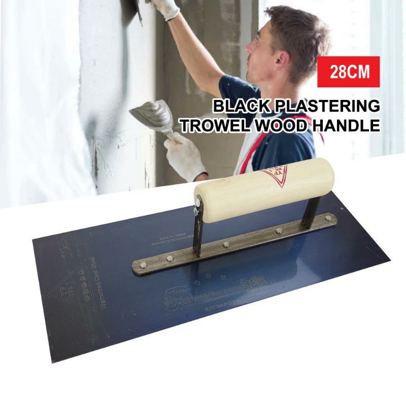 Black Plastering Trowel 280mm Rectangle Wood Handle Plaster Cement ...