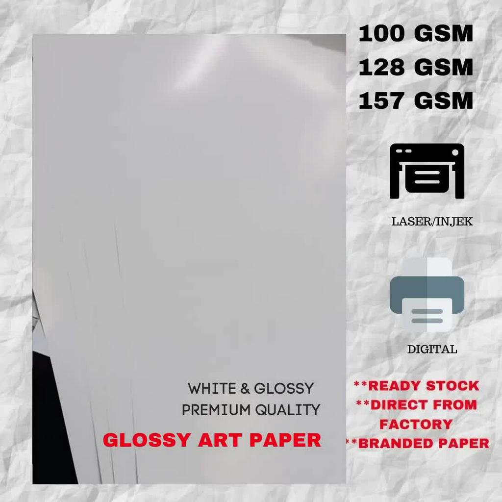 100GSM 128GSM 157GSM Double Sided GLOSSY ART PAPER A5 A4 A3 SIZE ...