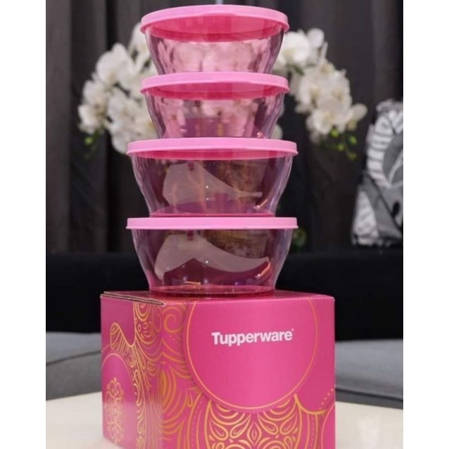 🔥{HOT ITEM}Tupperware Clear Bowl Pink FULL Set🔥 | Shopee Malaysia