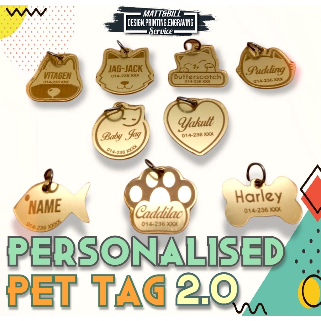 New Custom Laser Engrave Cat Tag 2.0 Name Tag Pendant Pet Accessories ...