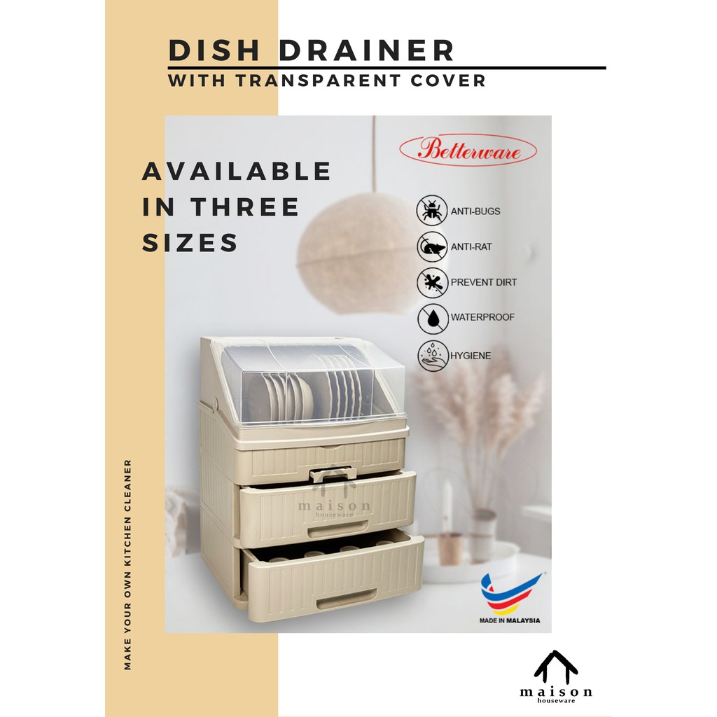 Betterware Dish Drainer with Cover (2 tier, 3 tier, 4 tier) High ...