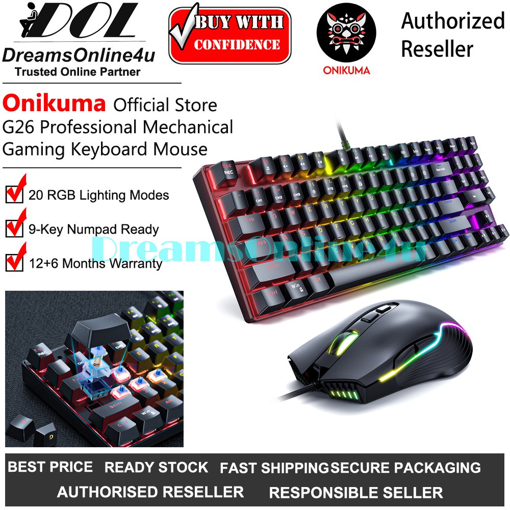 ONIKUMA G26 Chroma RGB Professional Blue Switch Mechanical Gaming ...