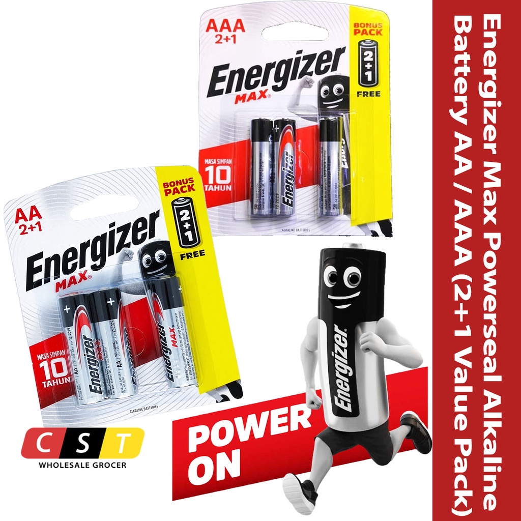 Energizer Max Powerseal Alkaline Battery AA / AAA (2+1 Value Pack) | Shopee Malaysia