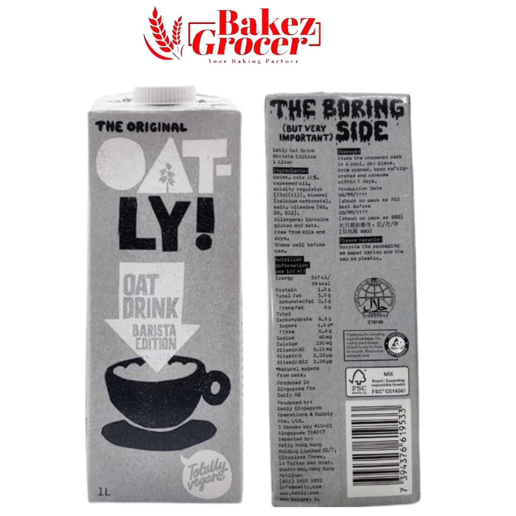 OATLY OAT DRINK BARISTA EDITION 100% VEGAN 1L WITH AIR BUBBLE WRAP ...