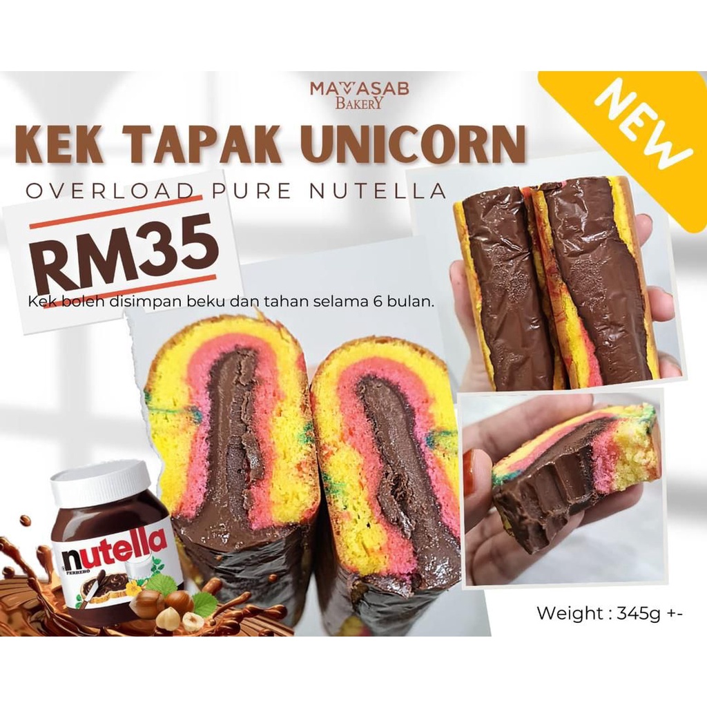 NEW KEK TAPAK KUDA UNICORN NUTELLA 120GM BY MAMASAB | Shopee Malaysia