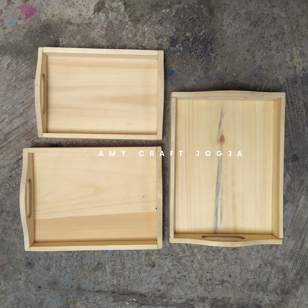 KAYU Pine Wooden Tray Size 24 x 18 cm Oval Handle/Wooden Tray Glass ...