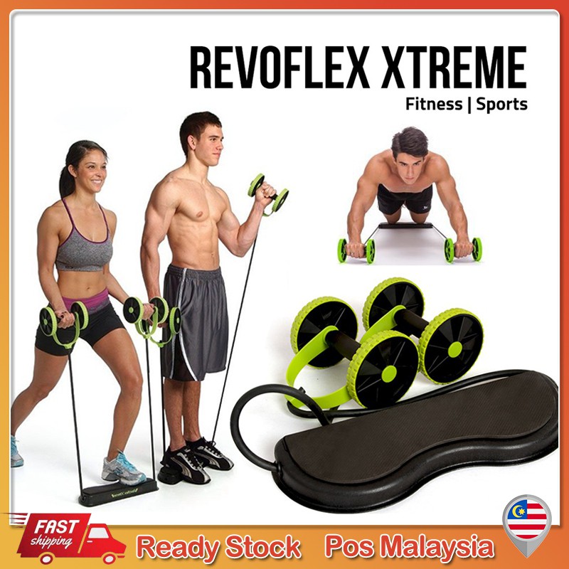 Revoflex Xtreme Fitness Exercise Rope AB Roller Workout Kit Double Wheels Ab Roller Pull Rope ...