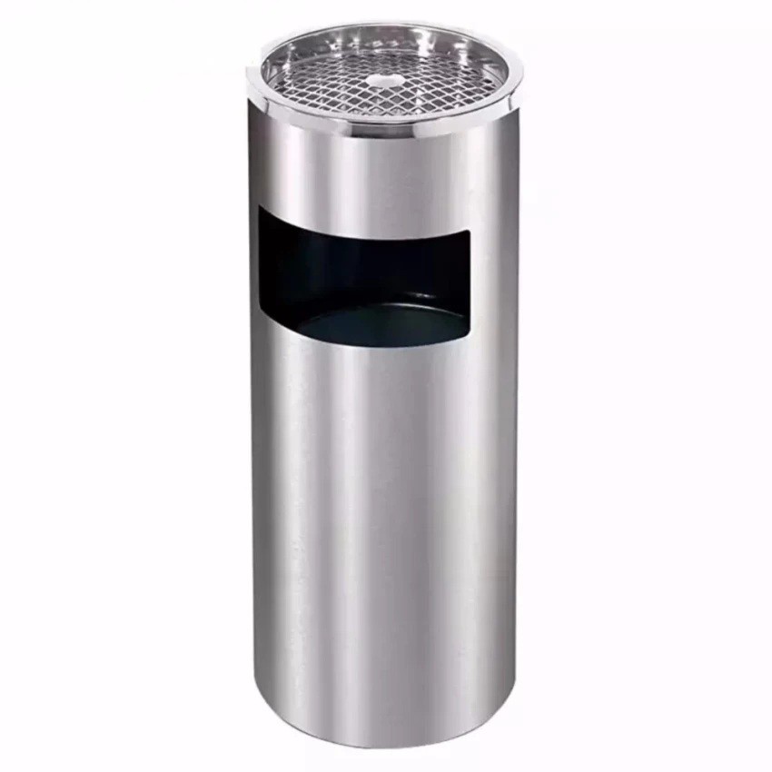 2 PCS STAINLESS STEEL DUSTBIN WITH ASHTRAY ( PLS PLACE 1 ORDER FOR 1 ...