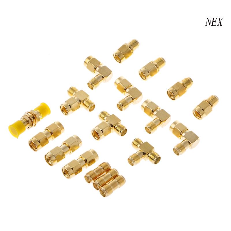 NEX 18 Pcs/Set Connector Kits Male Female SMA Plug Antenna Converter ...