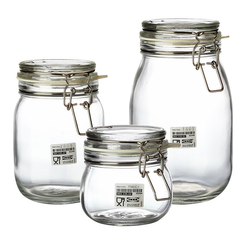 «IKEA» Airtight Glass Jar with lid Clear Glass 0.5L/1L/1.8L balang kaca ...