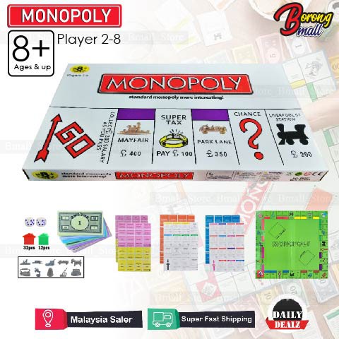 8+ Years Monopoly Board Games Classic Board Games Table Card Game/Papan ...