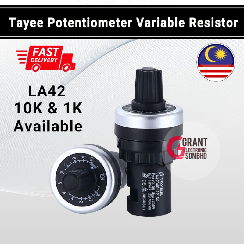 Tayee Potentiometer 1K 10K Variable Resistor LA42DWQ Small Knob ...