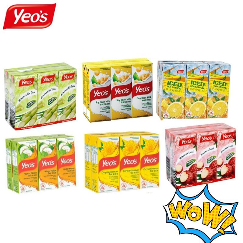 YEO'S Asian Drink Tetra Box Assorted (6 x 250ml) Soya Milk, Bunga ...