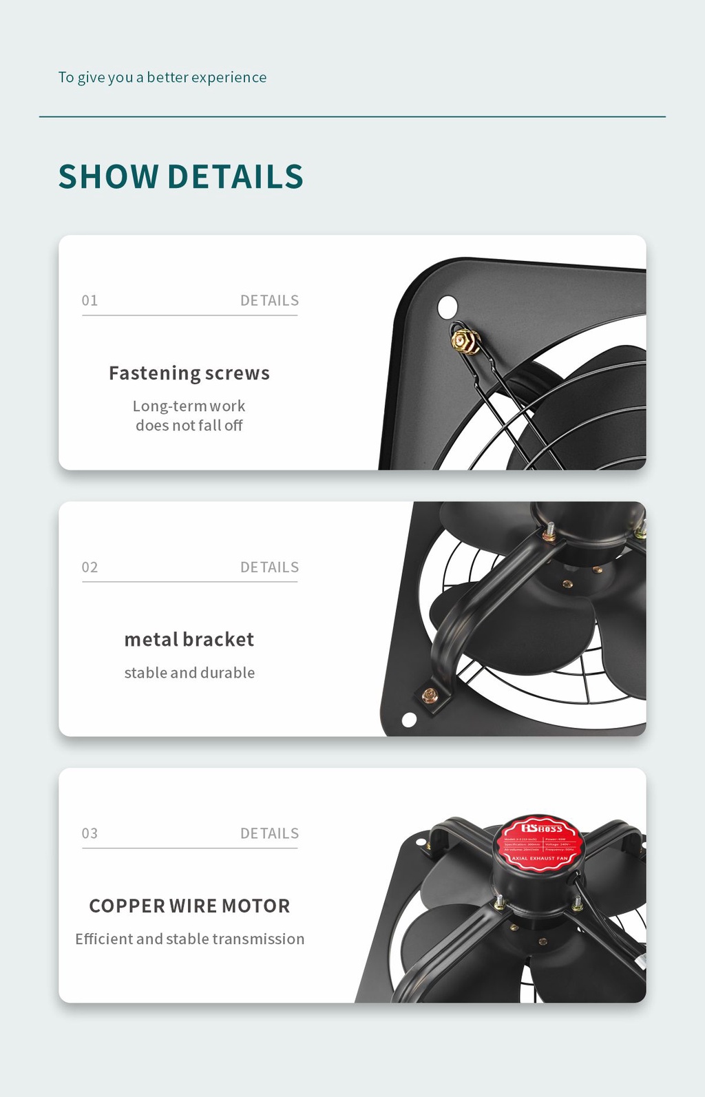 BS BOSS exhaust fan 8-24 inch Wall Type Light Duty Industrial kitchen ...