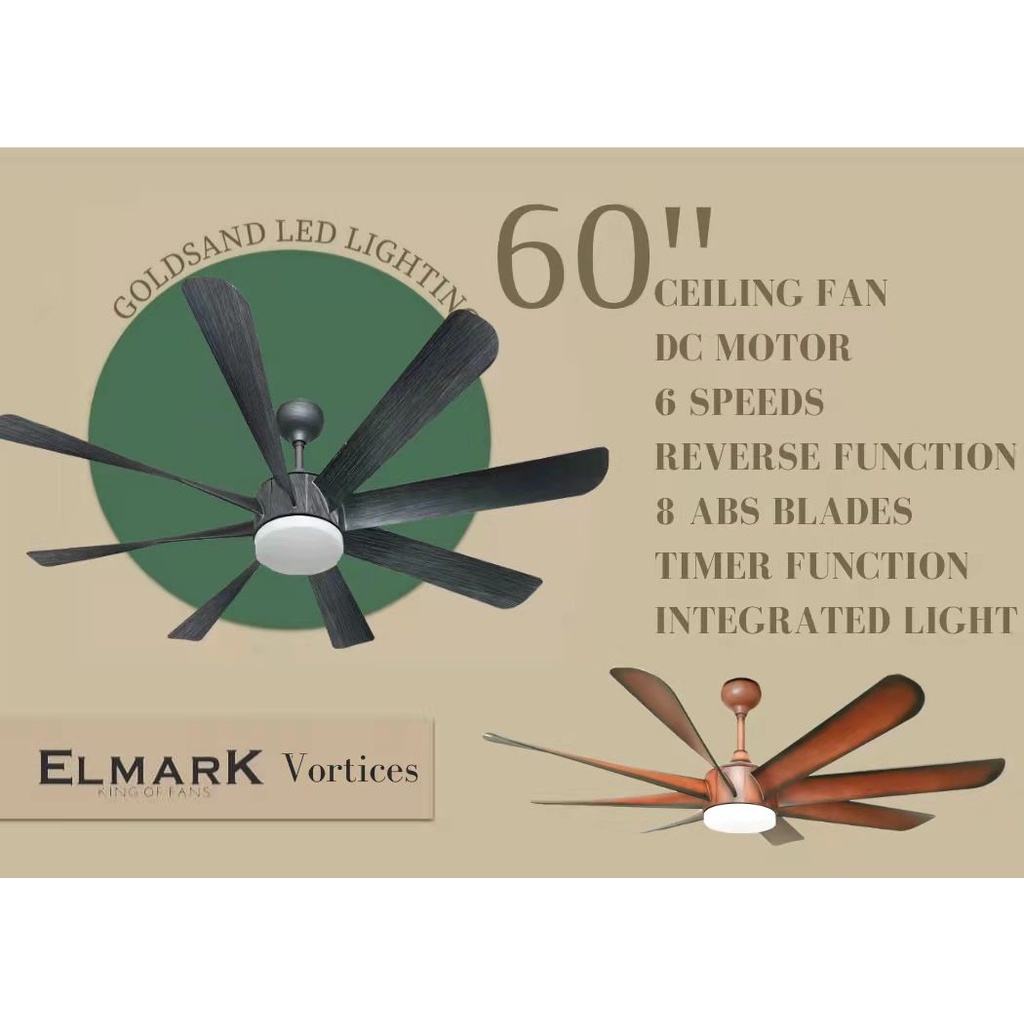 ELMARK VORTICES LED 60" DC MOTOR 6 SPEEDS CEILING FAN | Shopee Malaysia