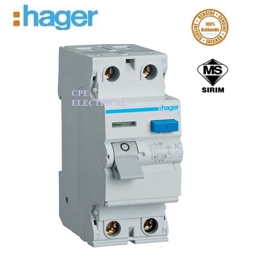 HAGER CD225B 25A 2 POLE 30mA RCCB ELCB 100% ORIGINAL | Shopee Malaysia