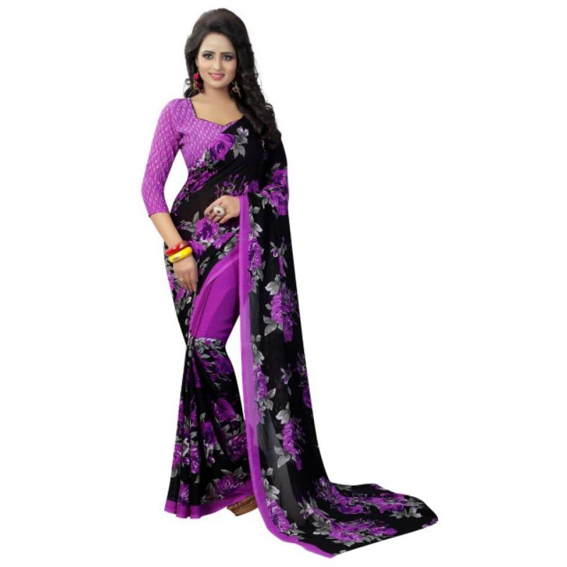 Saree READY STOCK / Georgette Saree/ Kain Saree / Kain Pasang saree ...