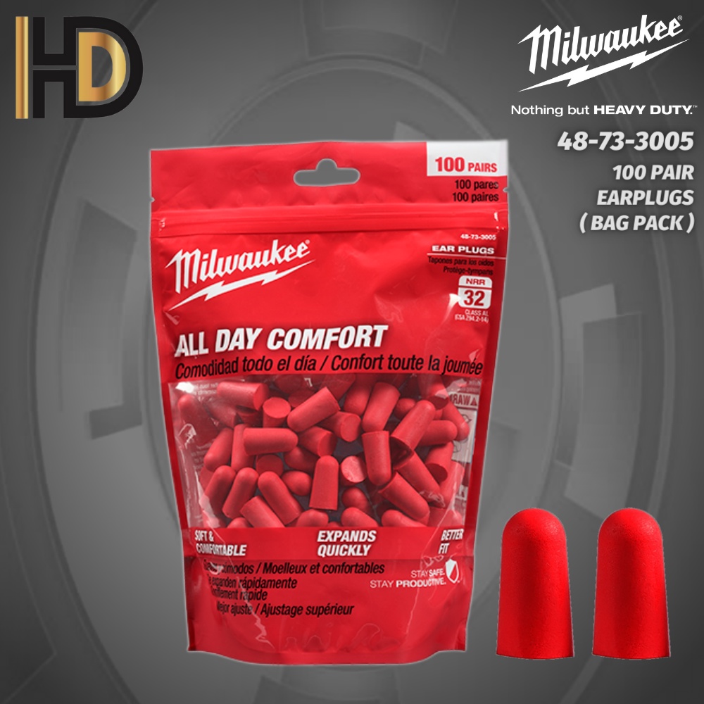 Milwaukee Noise Reducing Foam Ear plugs / 100 PAIR / 48-73-3005 ...
