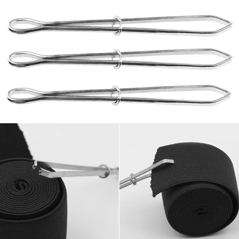 2/5 pcs Stainless Steel Cited Clips DIY Tool Elastic Cord Rope Threader ...