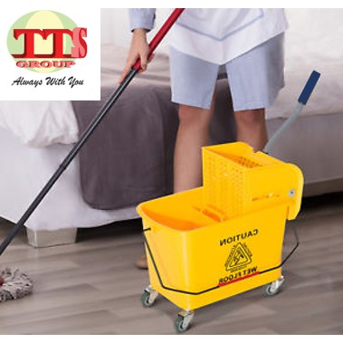 TTS-24QT 20L Heavy Duty Mopping Cart Mini Mop Bucket Wringer Trolley ...
